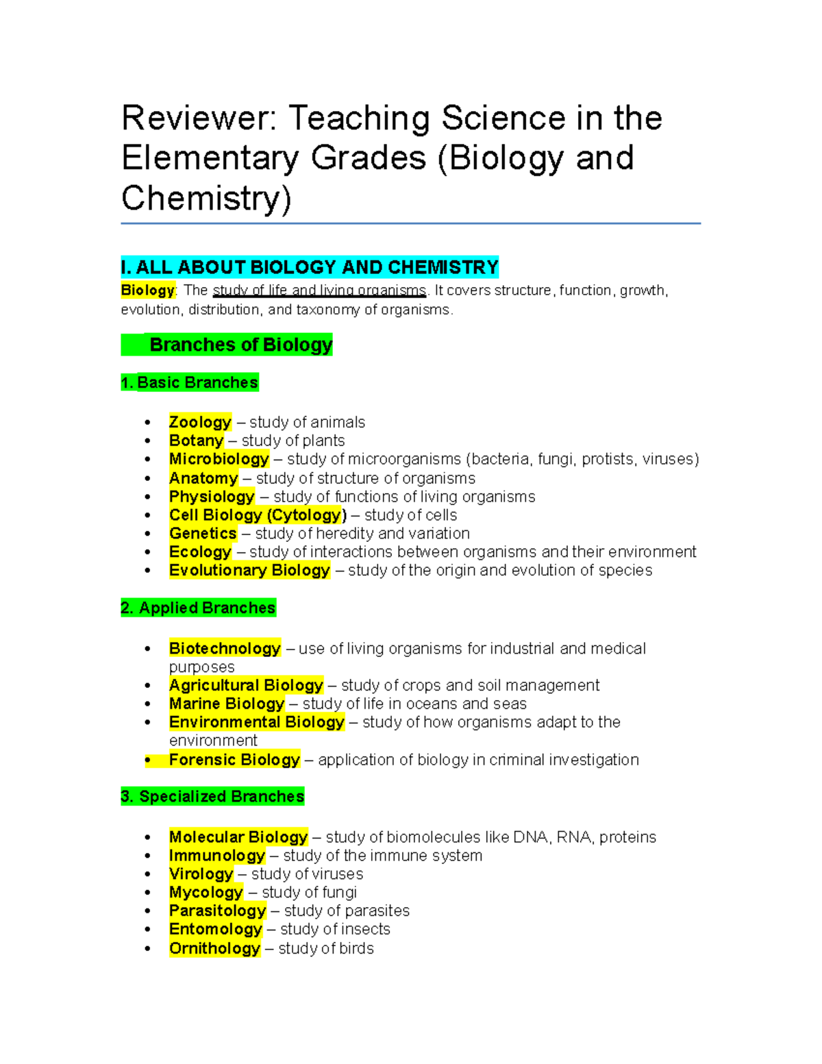 Teaching Science in Elementary Grades: Biology & Chemistry Overview ...