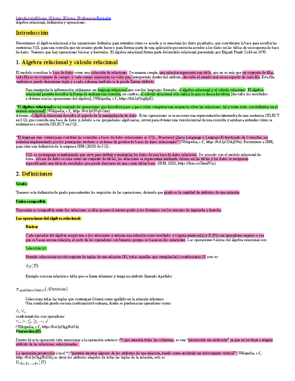 Álgebra Relacional y Operaciones en SQL - M1L4 - Studocu