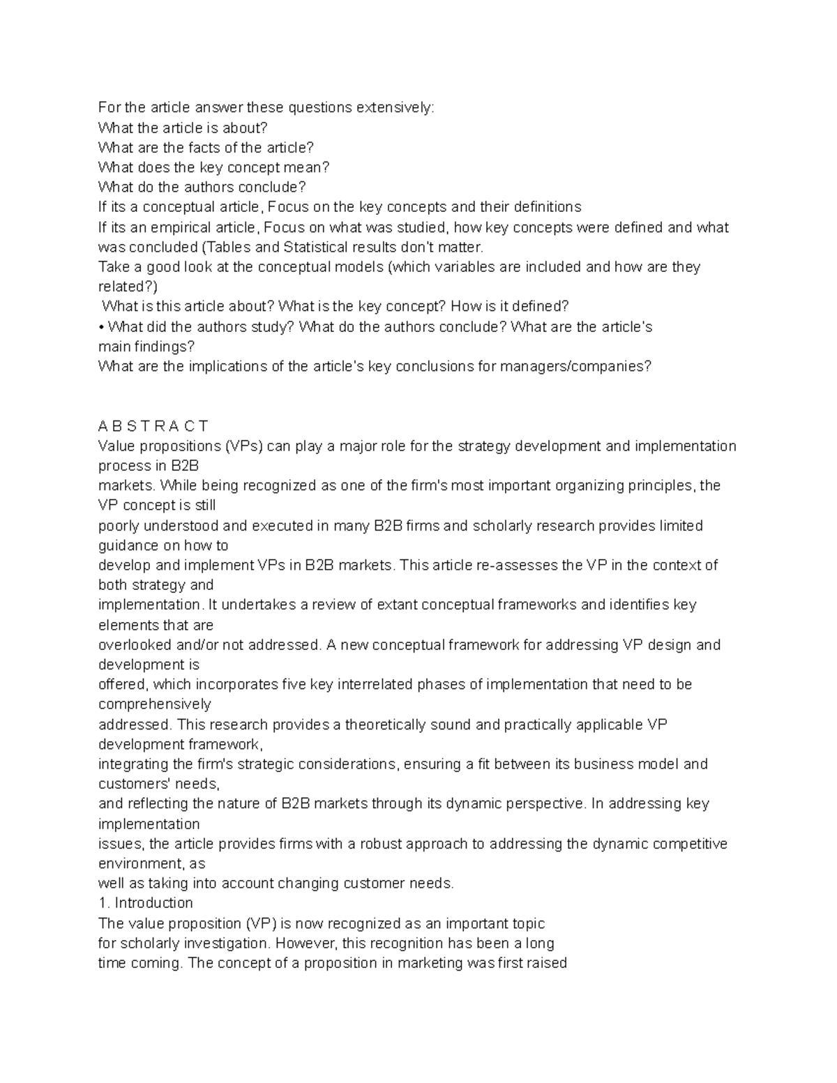 Article 10: Comprehensive Value Proposition Development Framework for ...