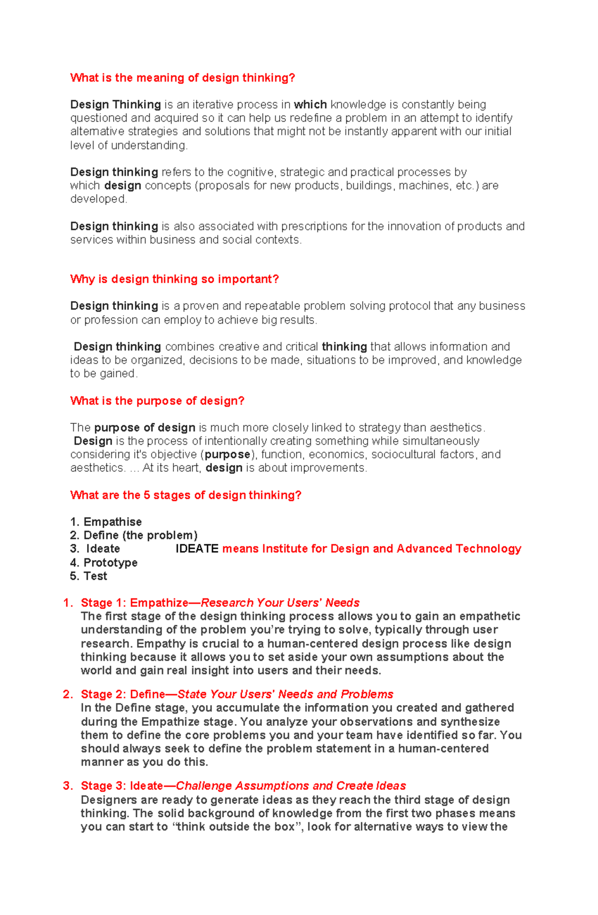 Design Thinking STS: Understanding Its Meaning and Importance - Studocu