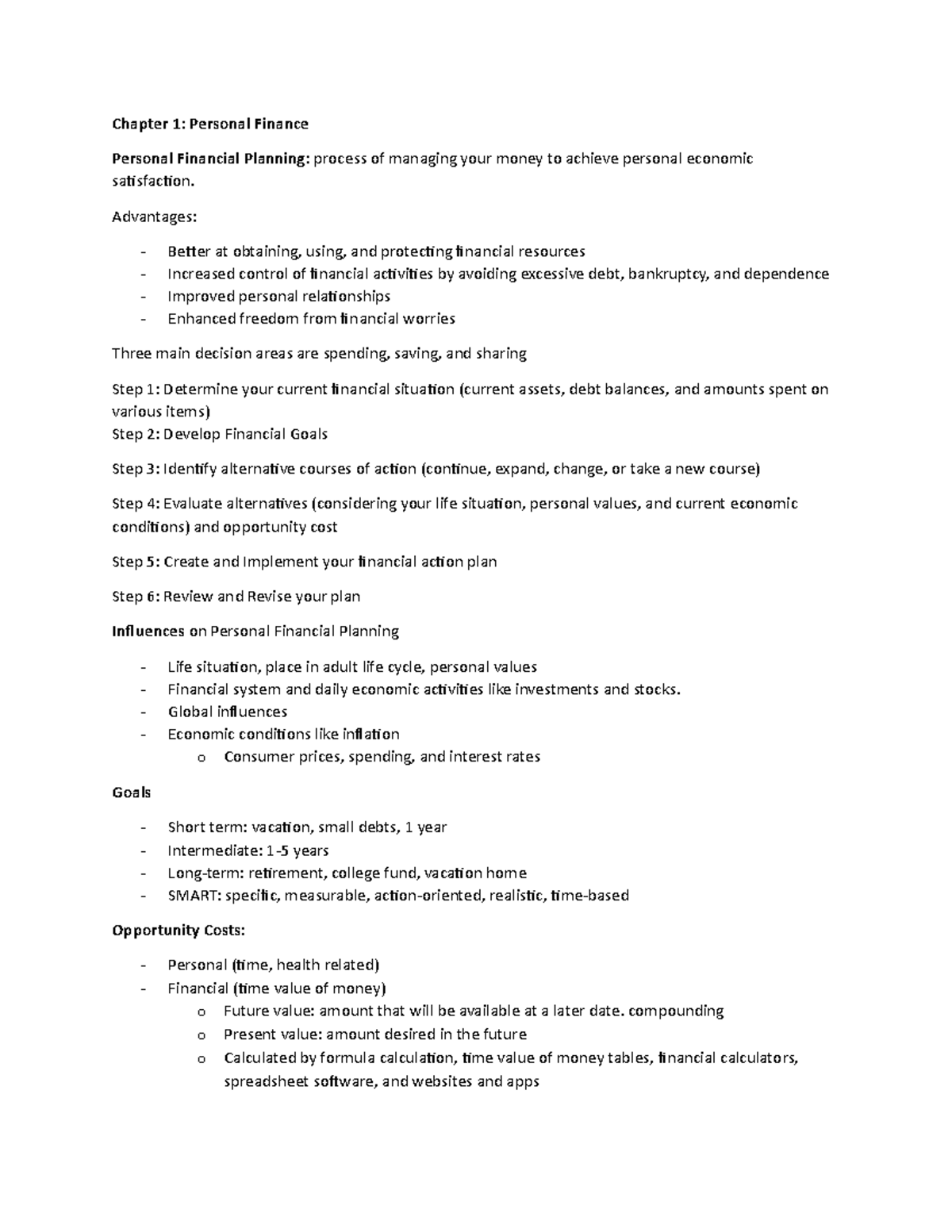 Chapter 1 Personal Finance - Chapter 1: Personal Finance Personal ...
