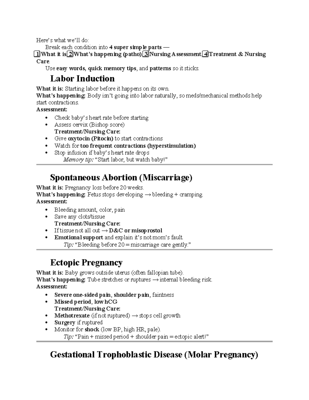 Study Guide 3590: Key Concepts in Labor Induction & Complications - Studocu