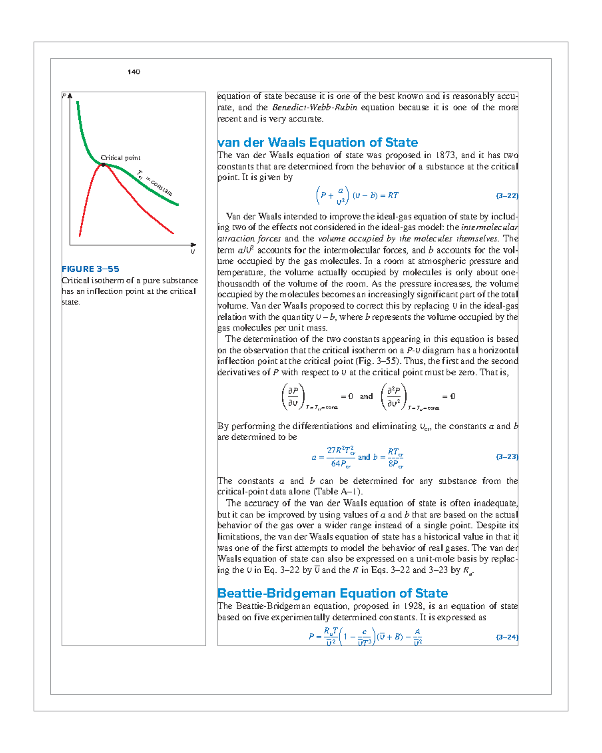 Thermodynamics Cengel: Final Exam Notes on Van der Waals Equation - Studocu