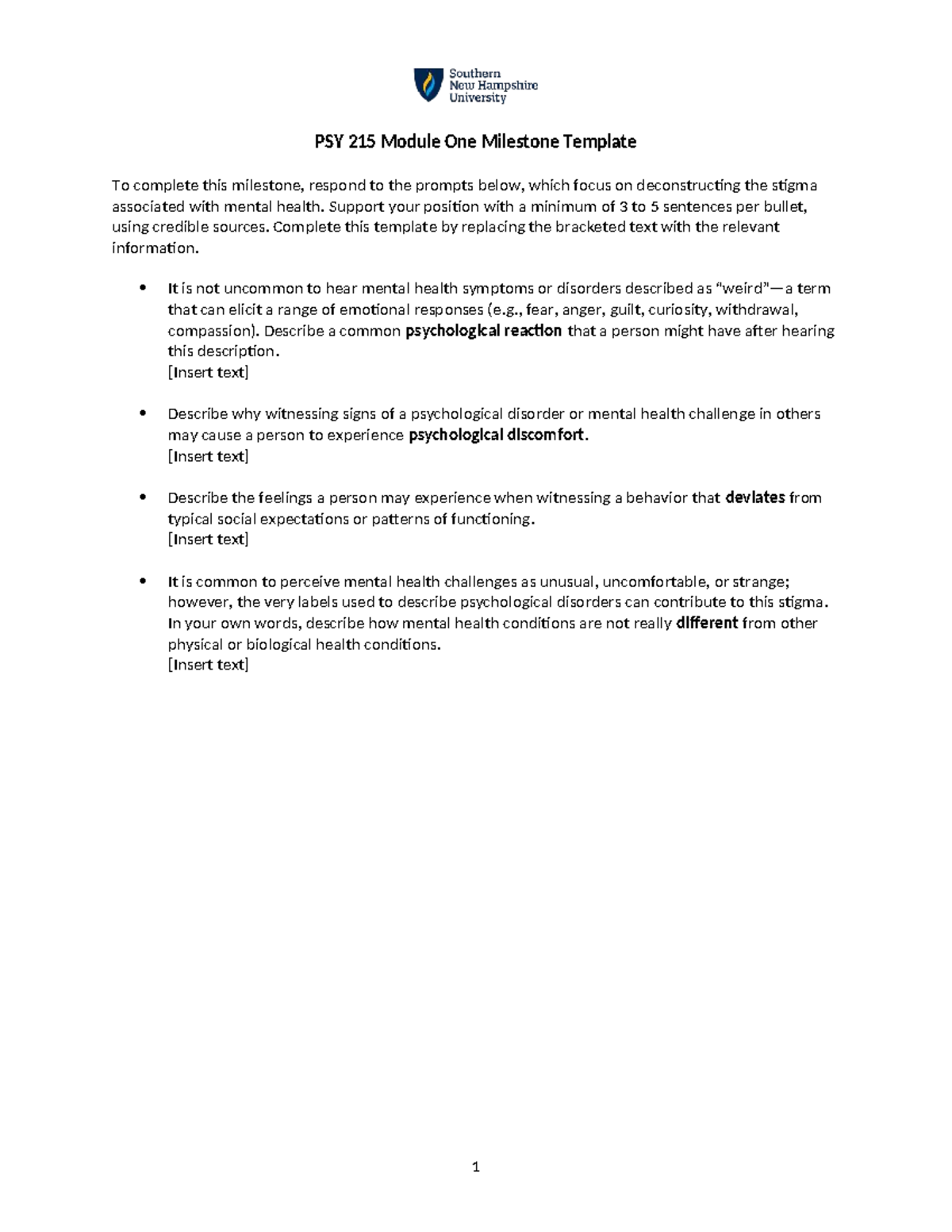 PSY 215 Milestone Template: Deconstructing Mental Health Stigma - Studocu