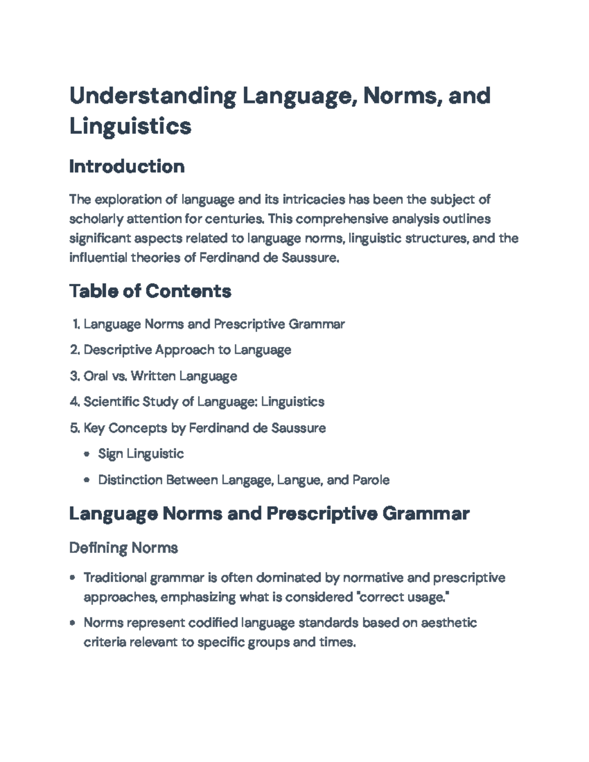 Understanding Language: Norms, Structures, and Saussure's Theories ...
