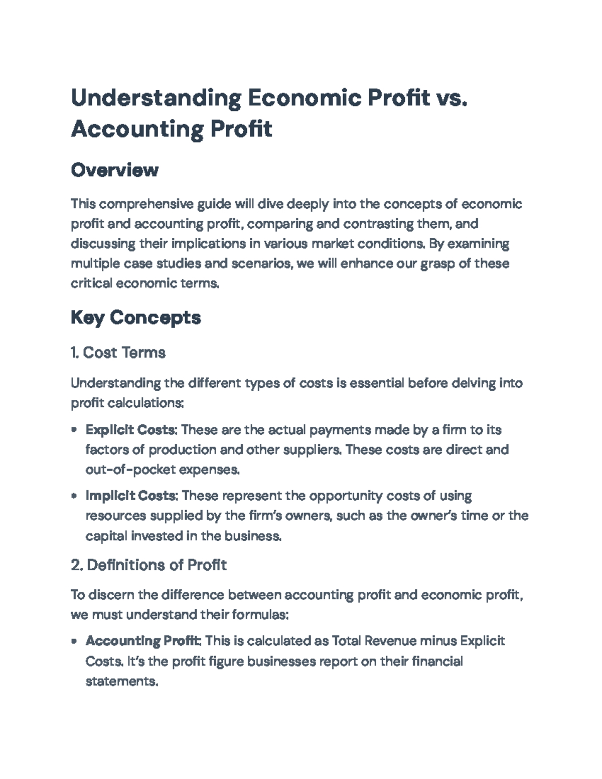 Comparing Economic Profit and Accounting Profit: Insights and ...