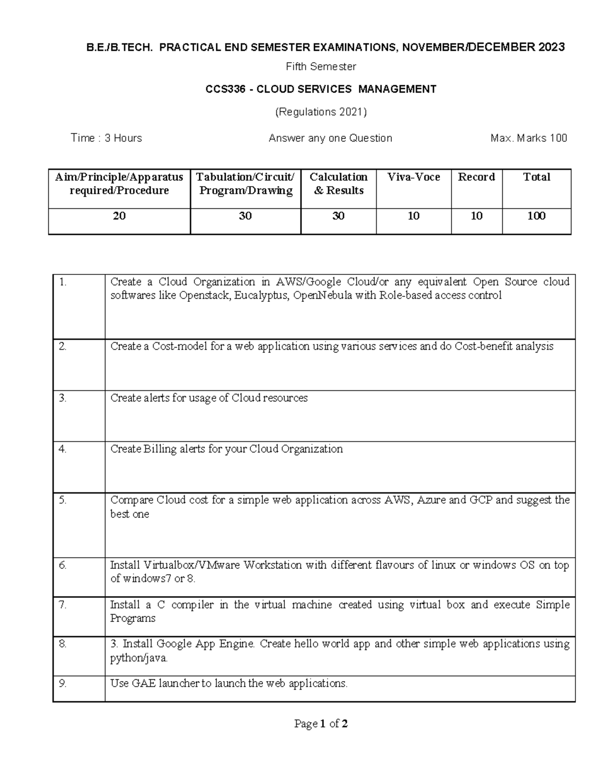 CCS336 Cloud Services Management Practical Exam Guide 2023 - Studocu
