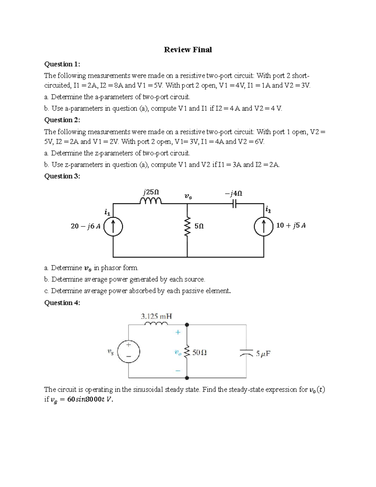 Review Final Exam EE1: Circuit Analysis and Measurements - Studocu