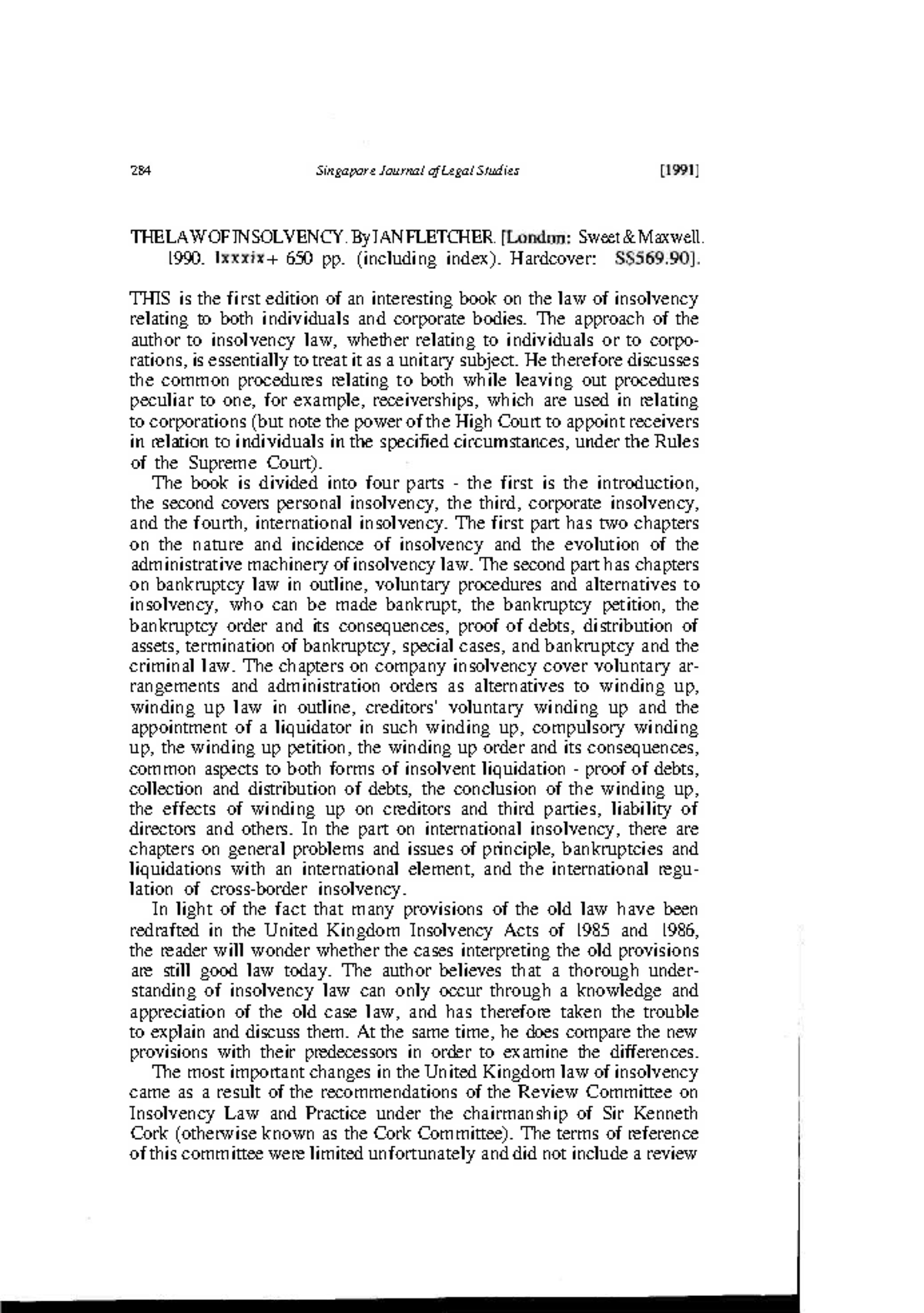 284 Singapore Journal of Legal Studies: Insights on Insolvency Law ...