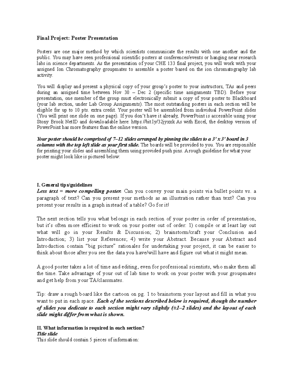 CHE 133 Final Project: Poster Presentation Guidelines & Tips - Studocu