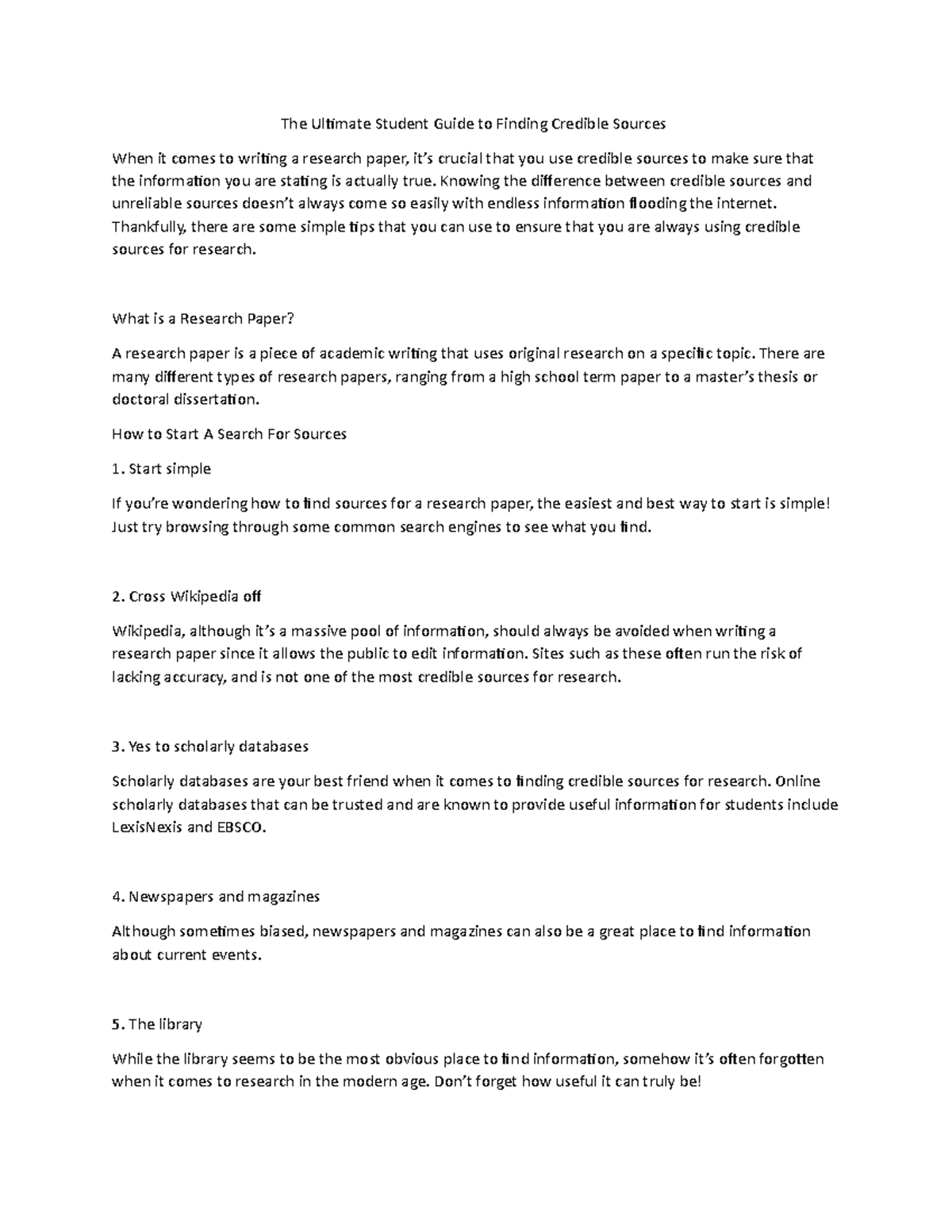A Comprehensive Guide to Finding Credible Sources for Research - Studocu