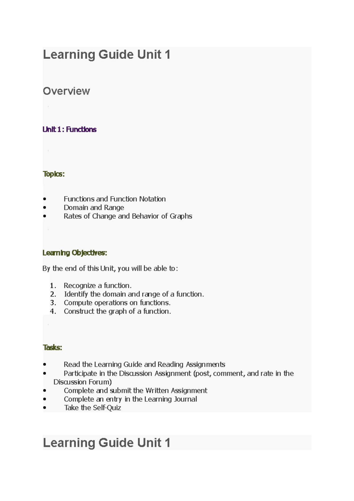 Learning Guide Unit 1 - NIL - Learning Guide Unit 1 Overview Unit 1 ...