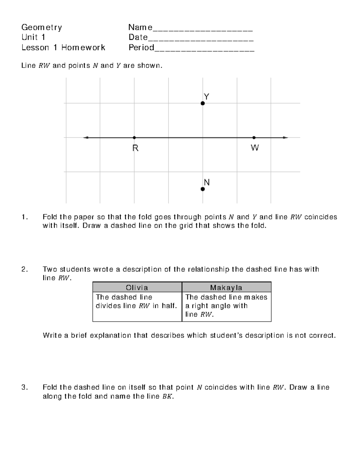Unit 1 Geometry Homework - Lesson 1 Analysis - Studocu