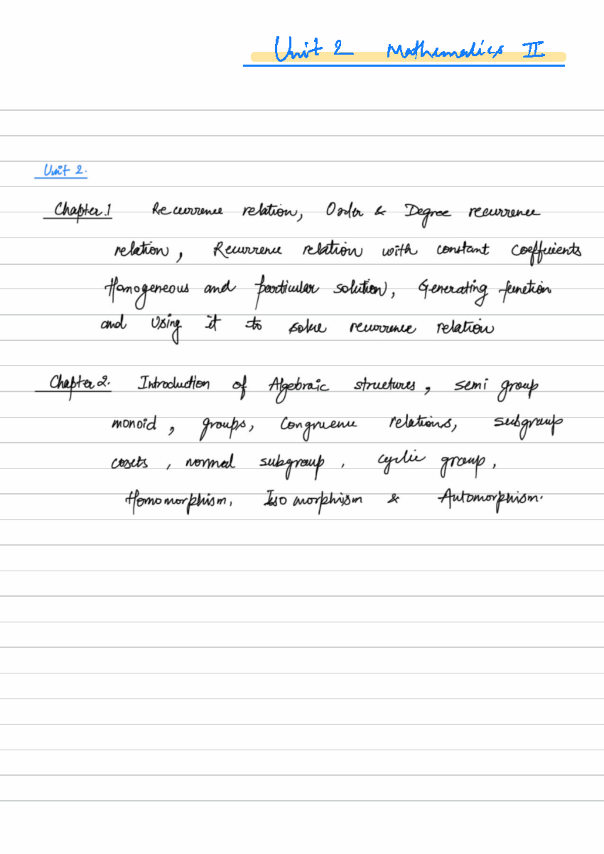 Unit 2 Maths Notes - Dr. Yaseen's Lecture - Studocu