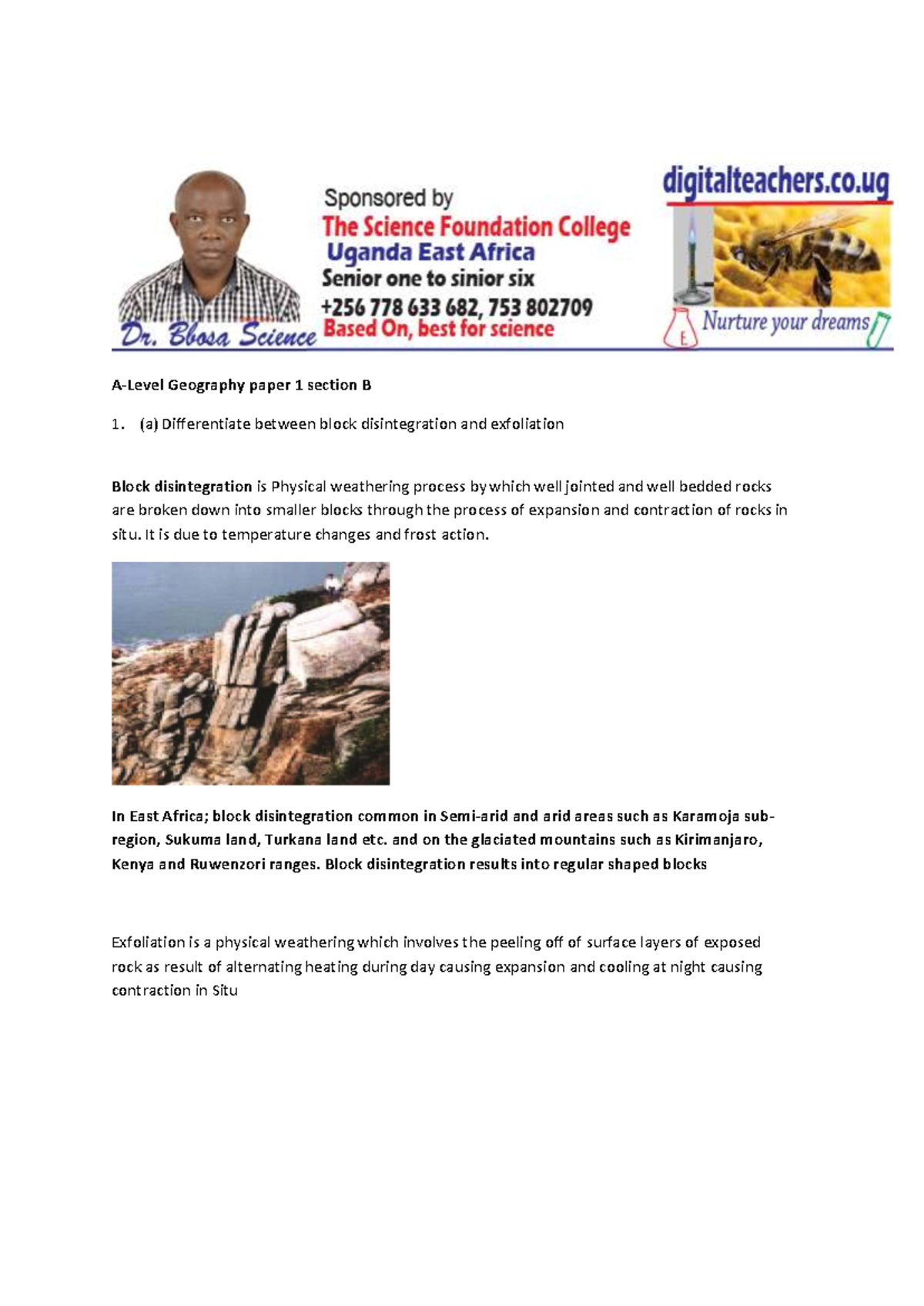 Rivers Geography A-Level Paper 1 Section B Revision Questions - Studocu
