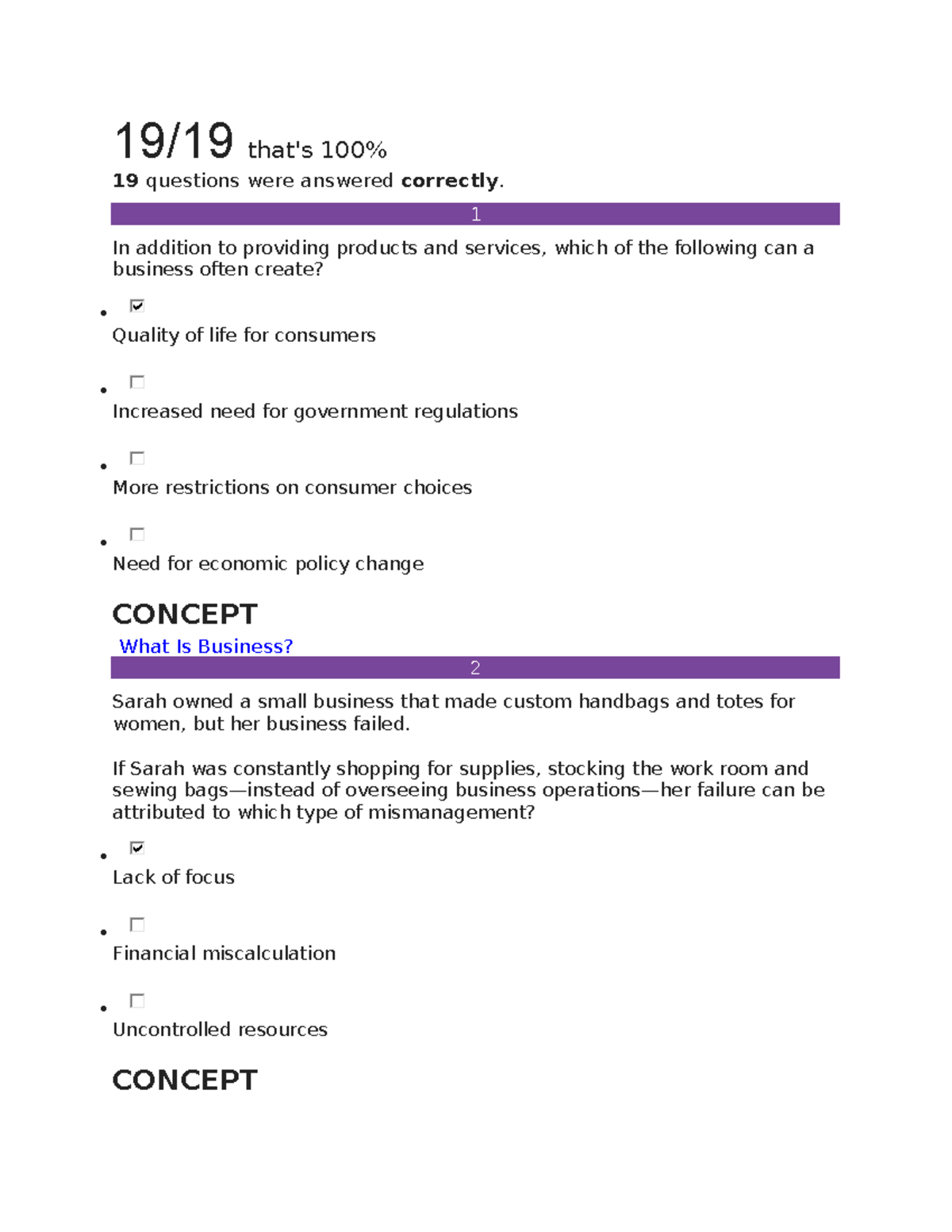 Intro to Business - Unit 1 Milestone 1: Key Concepts & Questions - Studocu