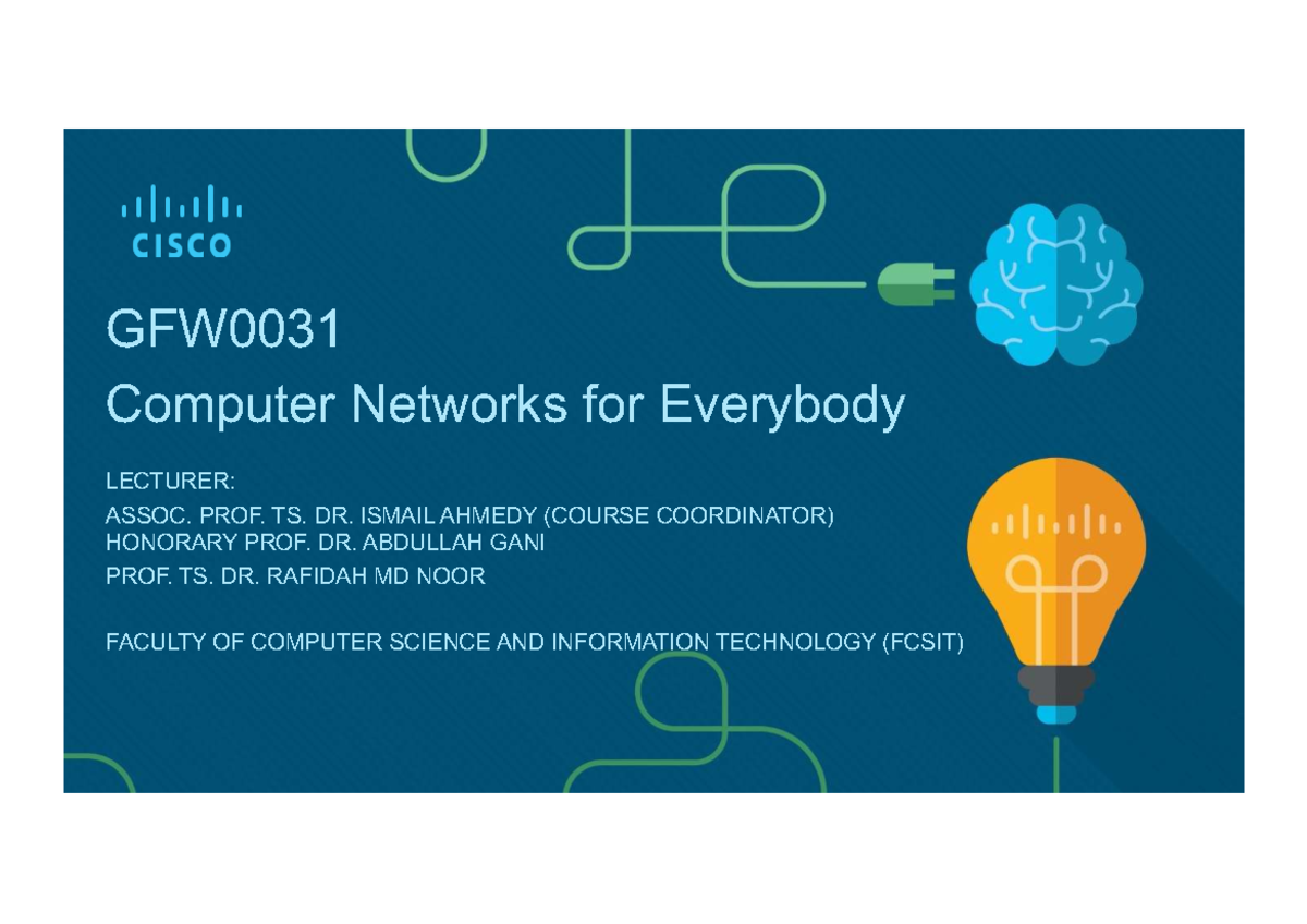 GFW0031 Computer Networks Week 1 Lecture Notes and Timetable - Studocu