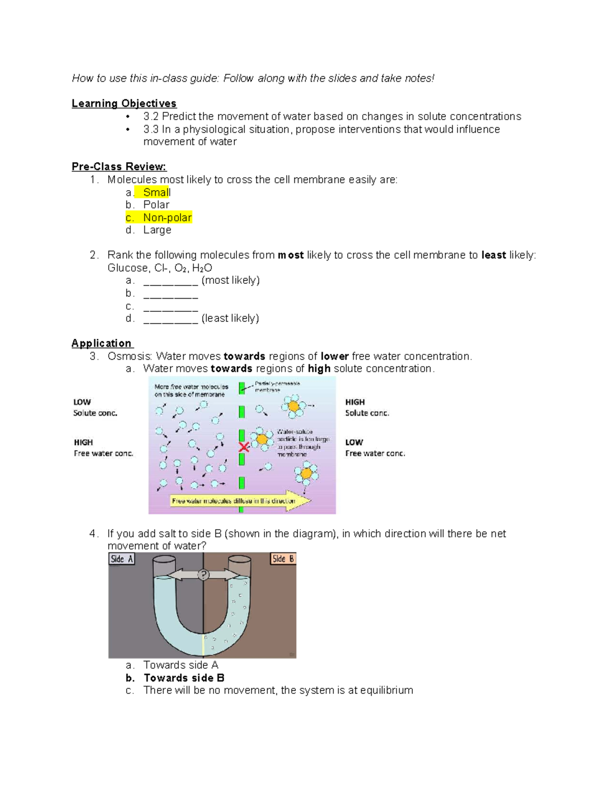 Osmosis & Tonicity: Case Studies and Applications (Bio 101) - Studocu