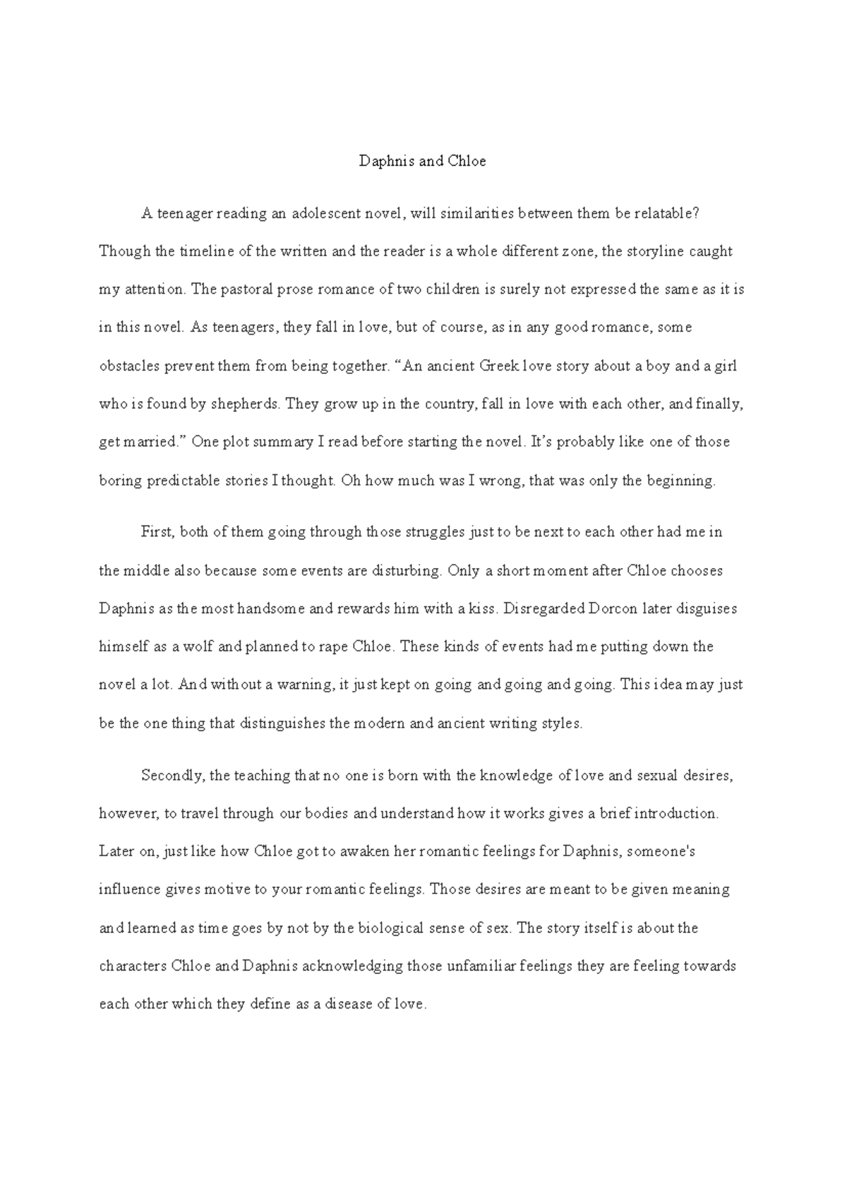 Daphnis and Chloe Essay: Exploring Love and Class in Ancient Greece ...