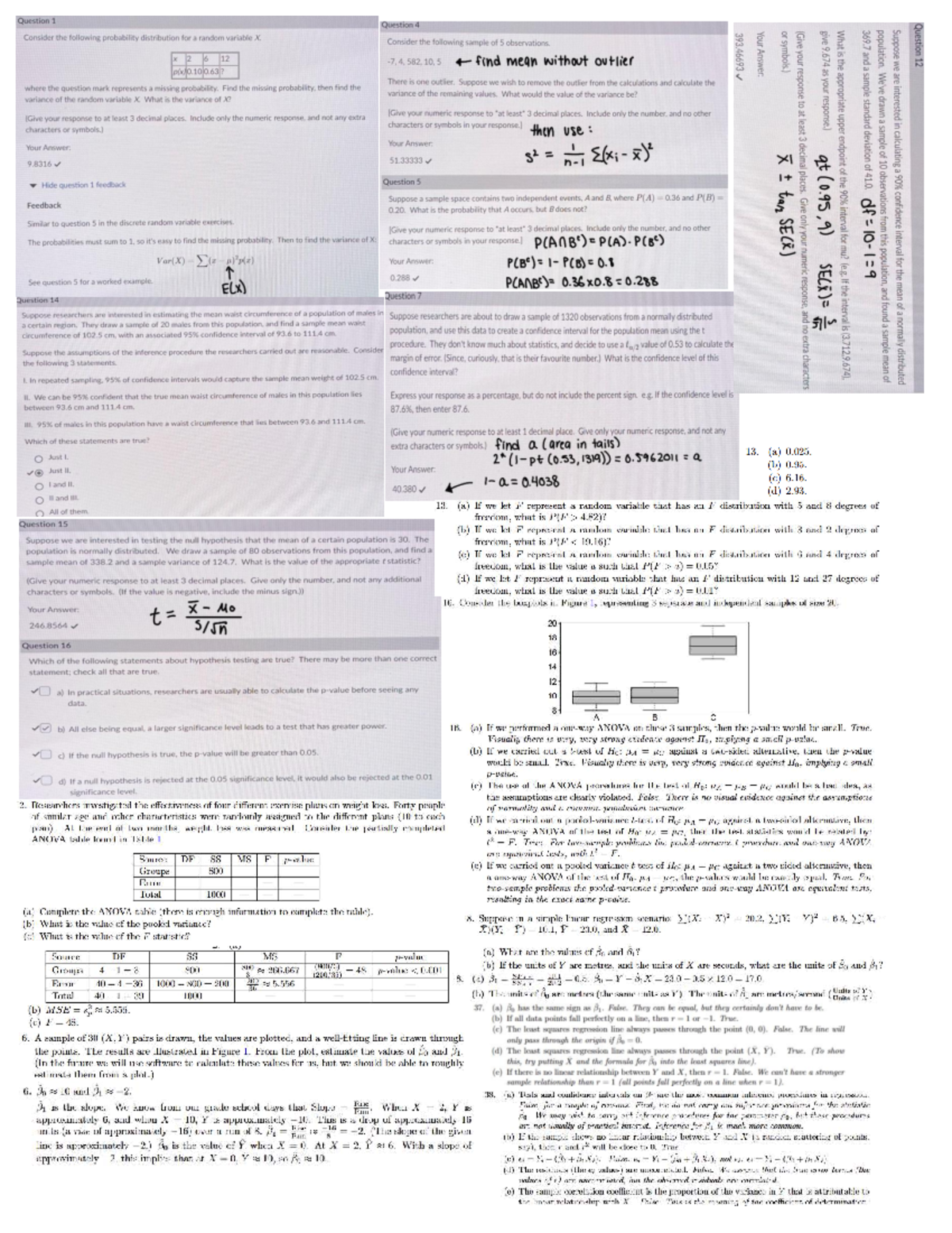 Final Exam Cheat Sheet for Probability and Statistics (Course Code ...
