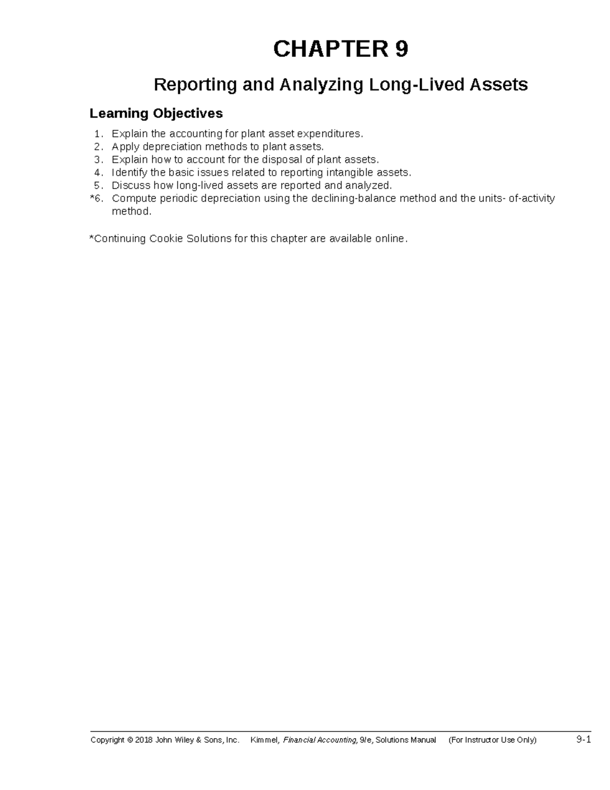 Chapter 9 Solutions: Accounting for Long-Lived Assets in Finance - Studocu