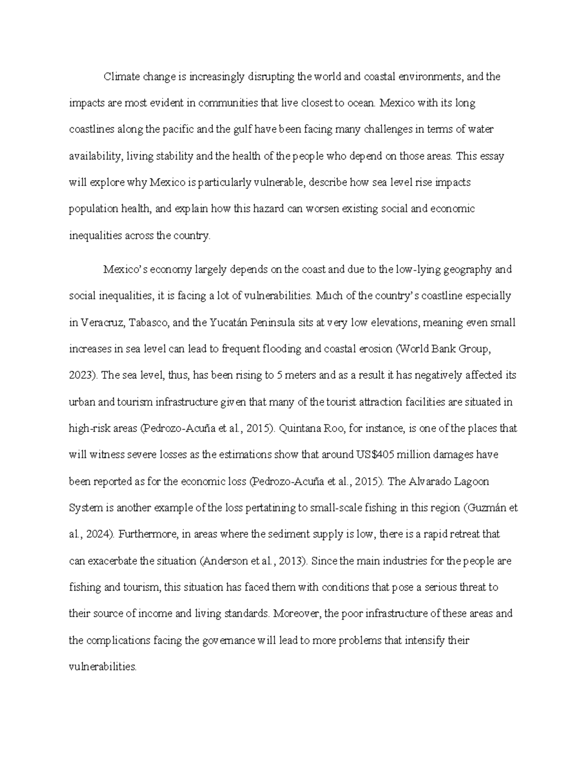 Mexico's Vulnerability to Sea Level Rise: Impacts on Coastal ...
