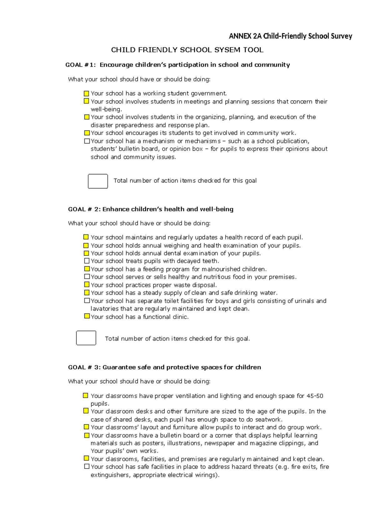 Child-Friendly School System Tool: Enhancing Health & Safety Goals ...