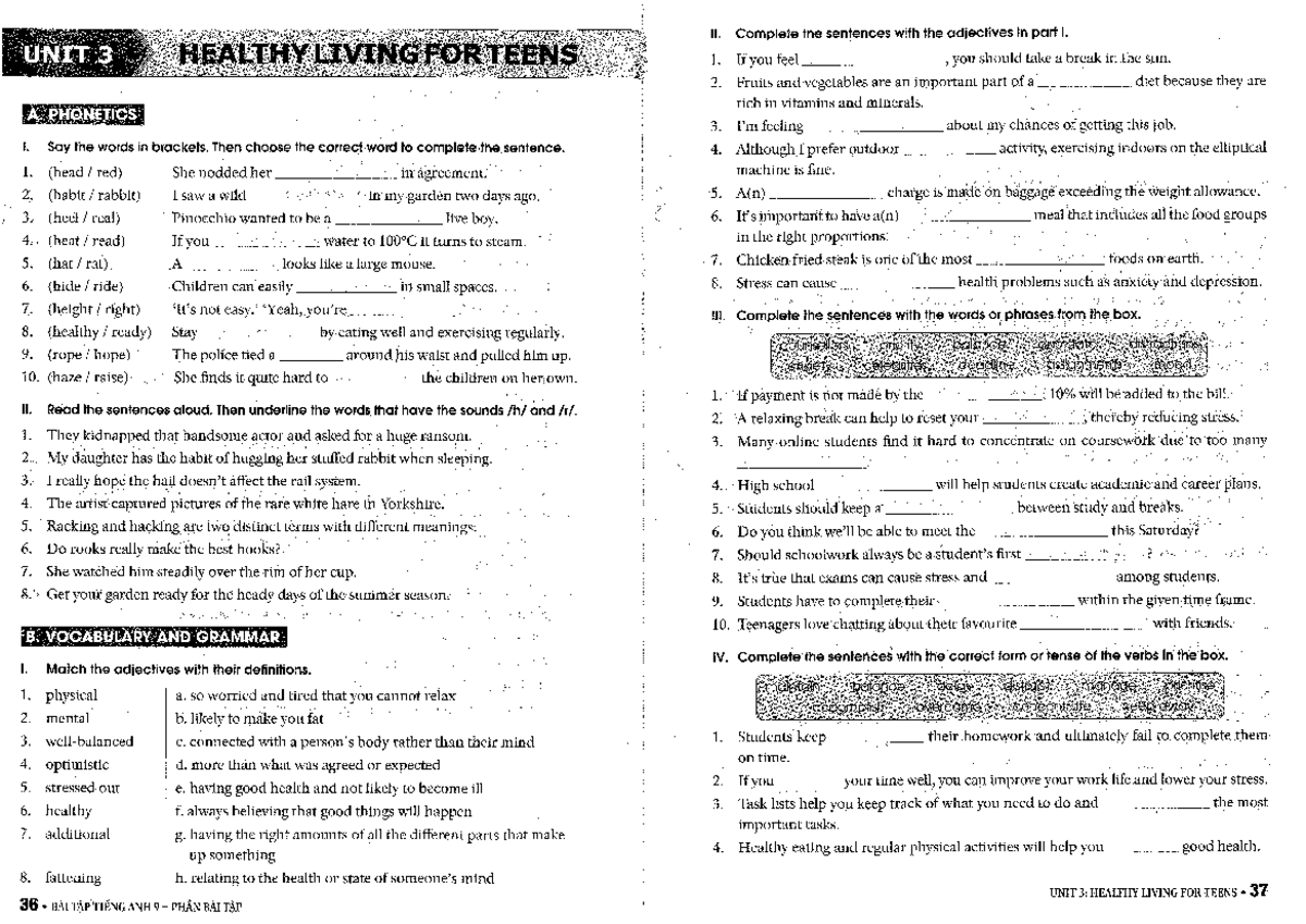 Unit 3: Healthy Living for Teens - Comprehensive Study Guide - Studocu