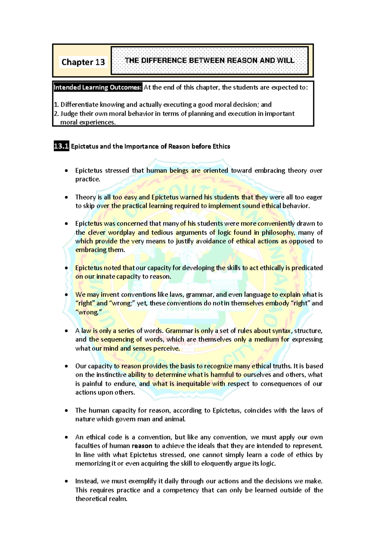USMKCC Ethics Module: Differentiating Reason and Will in Moral Action ...