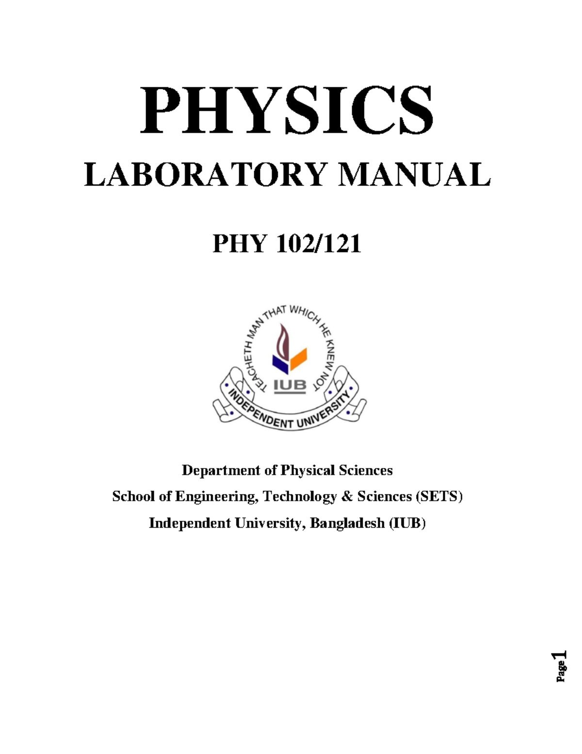 Physics Lab Manual: Experiments & Reports for PHY Students - Studocu