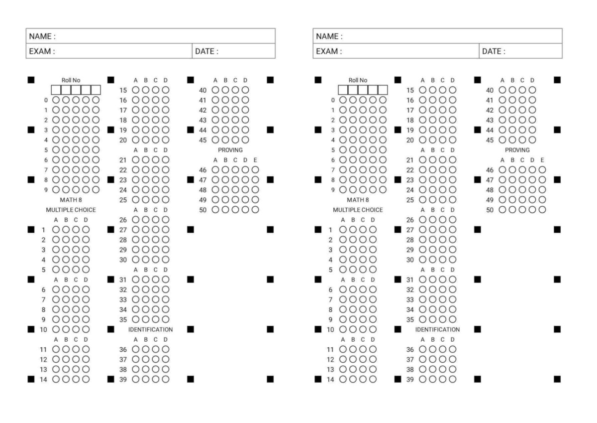 MATH 8 Final Exam Answer Sheet - Multiple Choice & Identification - Studocu