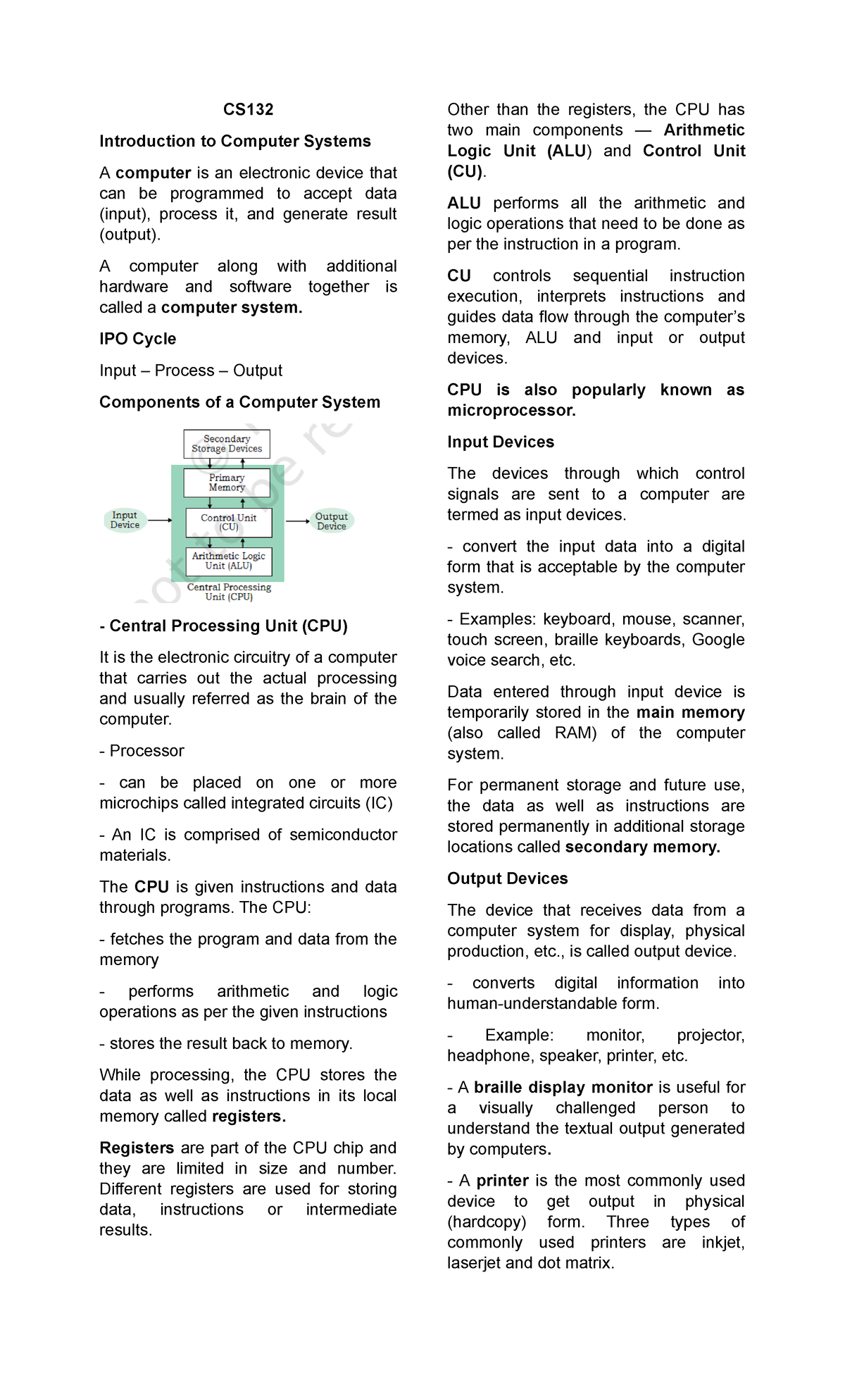 CS132 Introduction to Computer Systems Lecture Notes - Studocu
