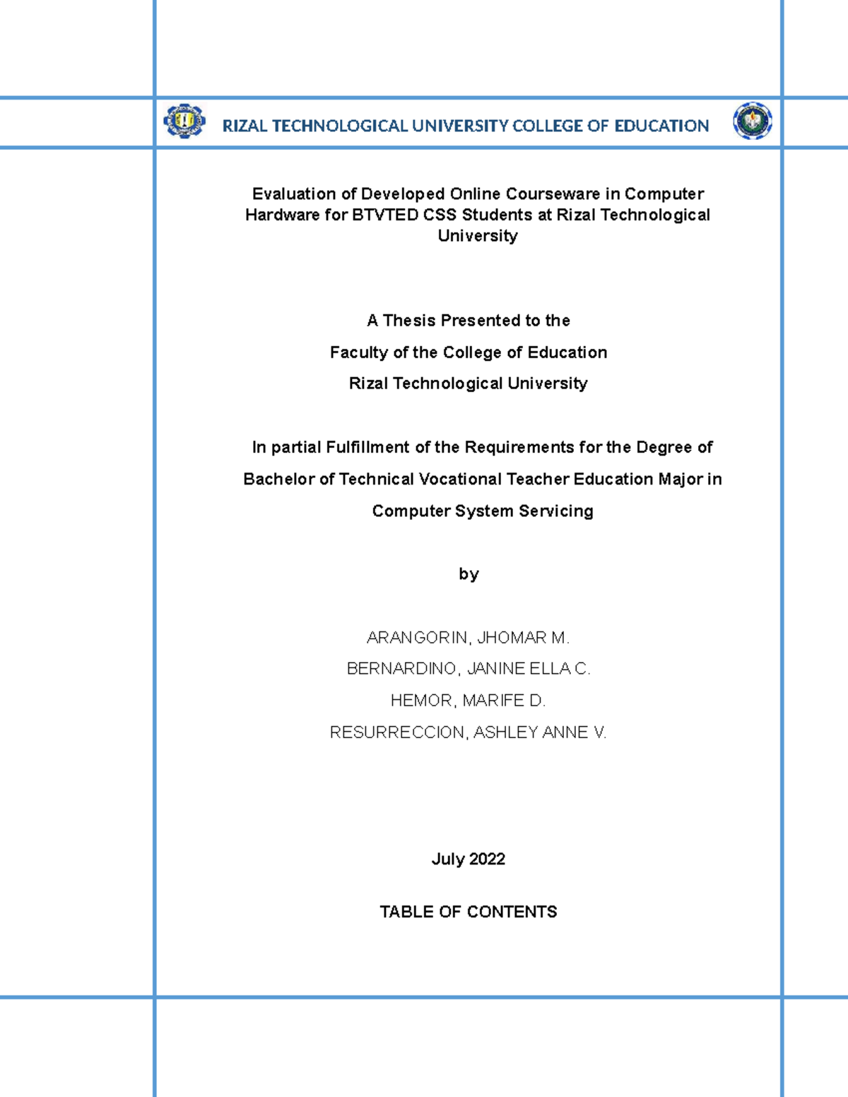 Development-of-Online-Courseware-in-Computer-Hardware ( Final Paper - Editing) - Evaluation of ...