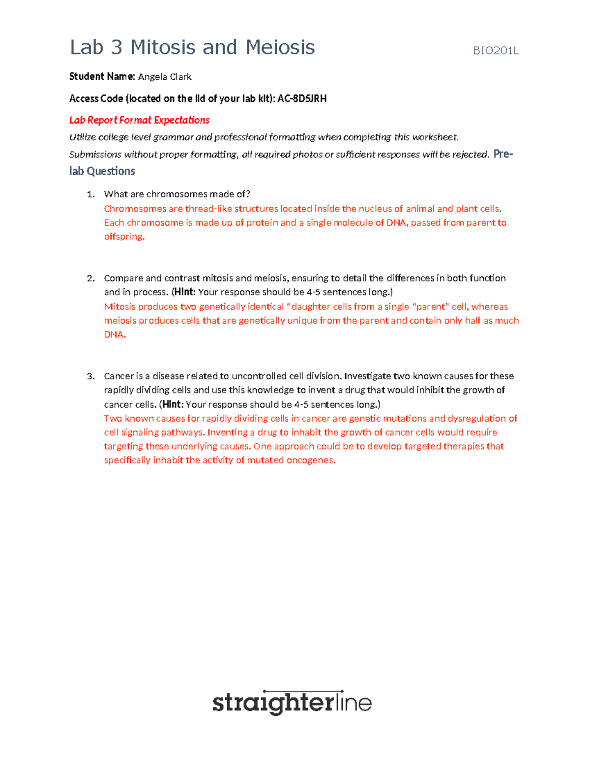 Lab 3: Mitosis and Meiosis Exploration and Findings - Studocu