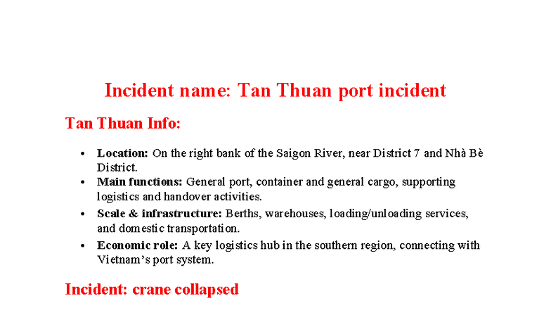 Tan Thuan Port Incident Analysis: Causes, Impact & Ethics - Studocu