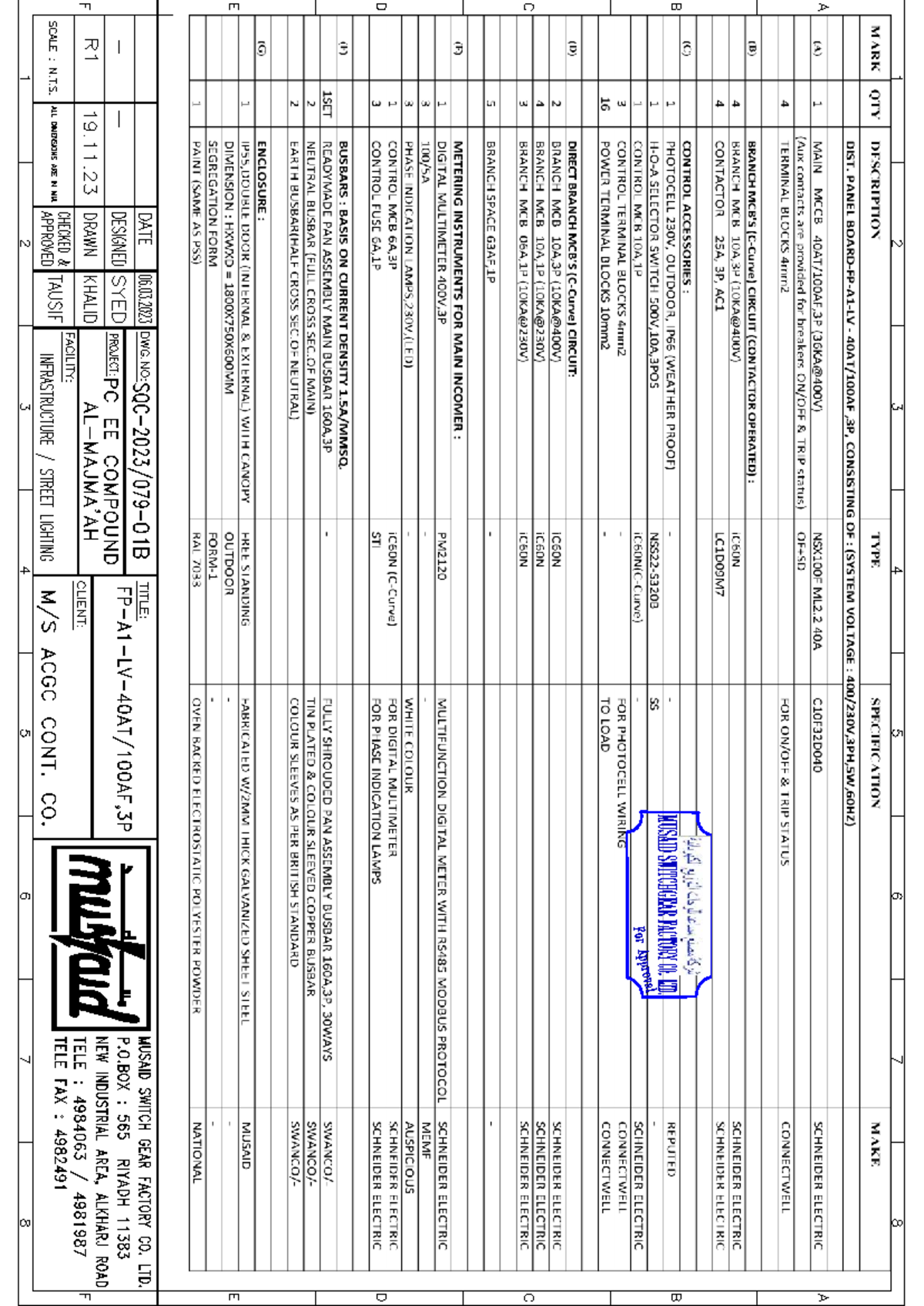 Electrical Panel Specification - Project PC EE Compound F - Studocu
