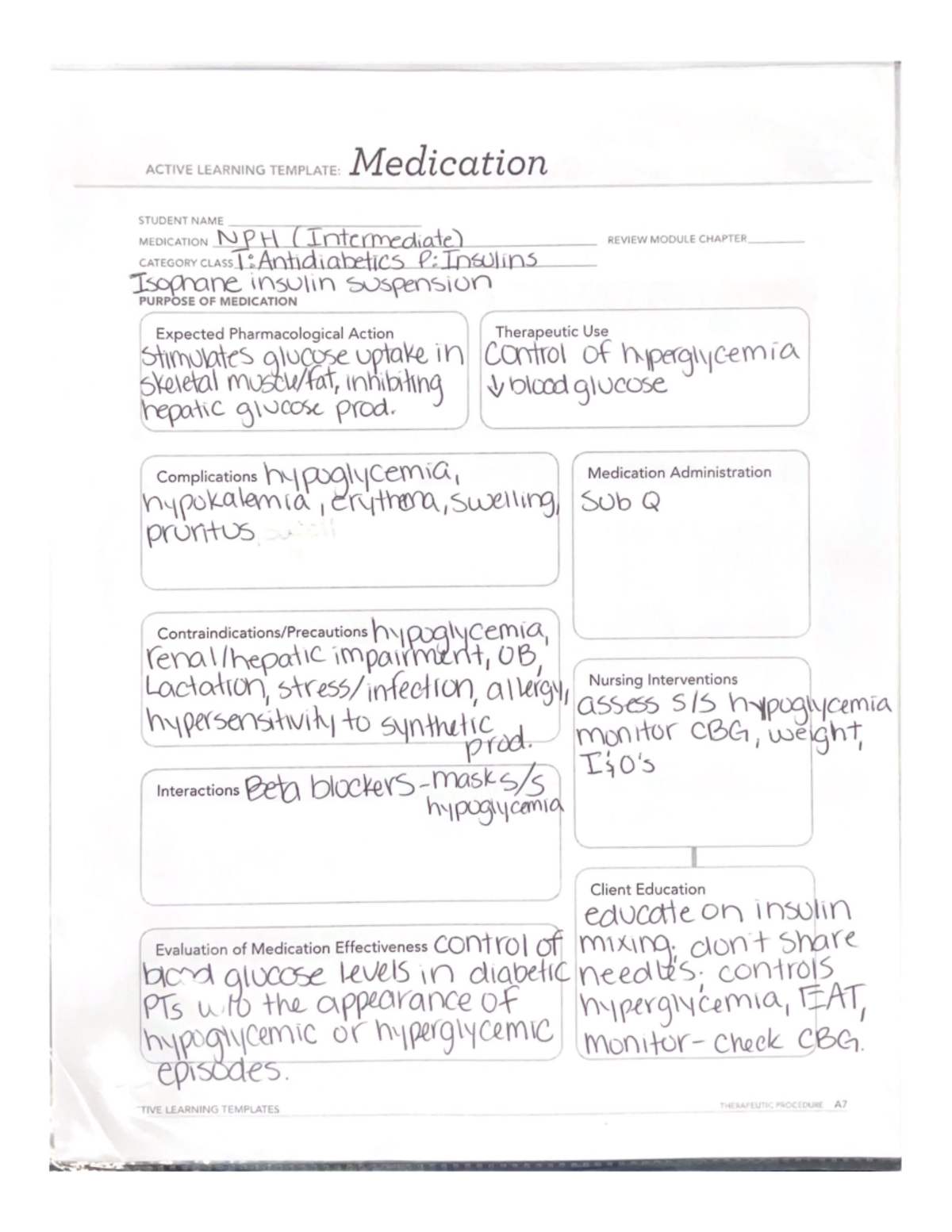 NPH DRUG CARD - ATI LEARNING TEMPLATE DRUG CARD - ACTIVE LEARNING ...