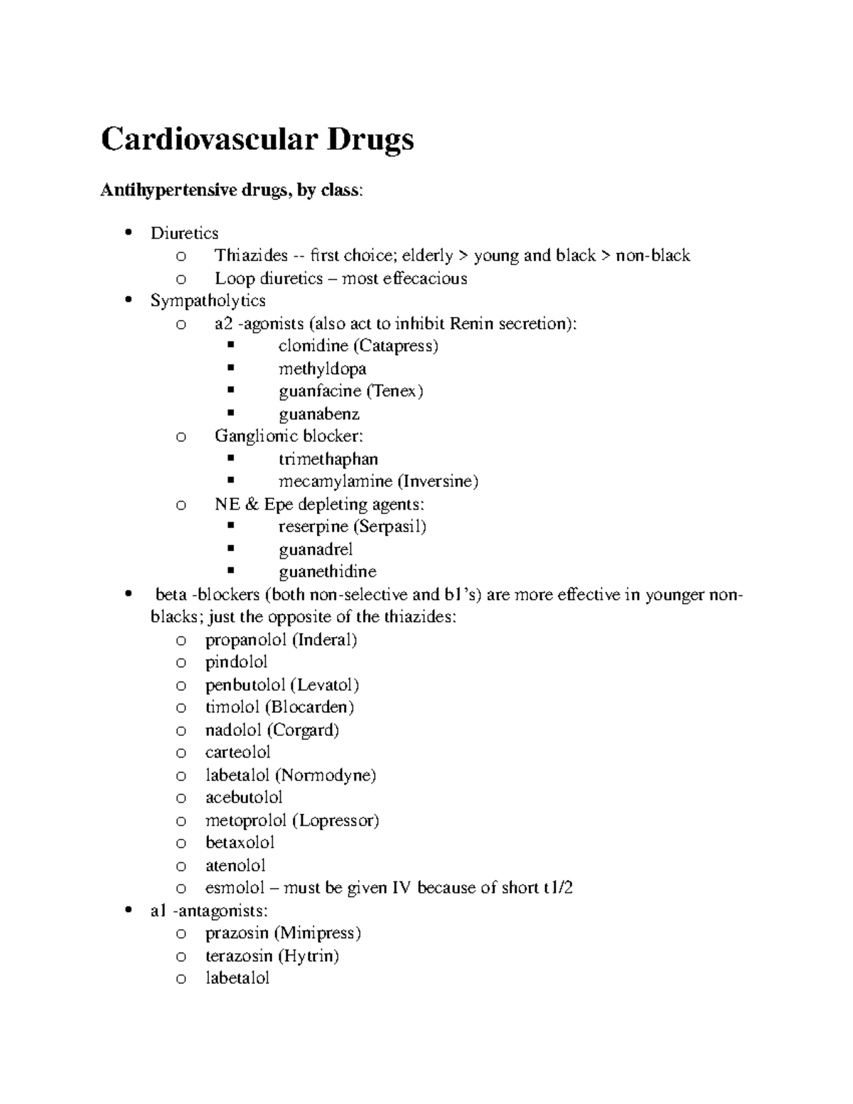 Cardiovascular Drugs Overview and Classification for Pharmacology 101 ...