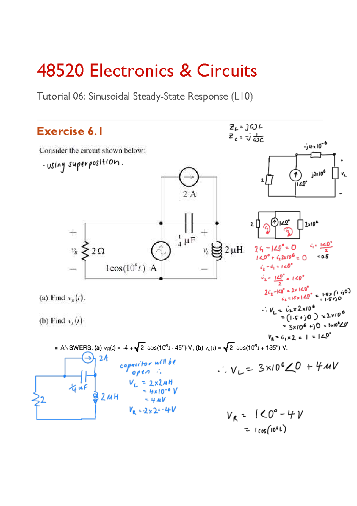 Tutorial+Week+7 - Tutorial solutions - 48520 Electronics & Circuits ...