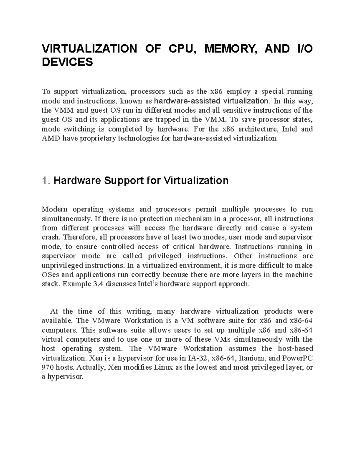Virtualization OF CPU - Lecture notes 7 - VIRTUALIZATION OF CPU, MEMORY ...