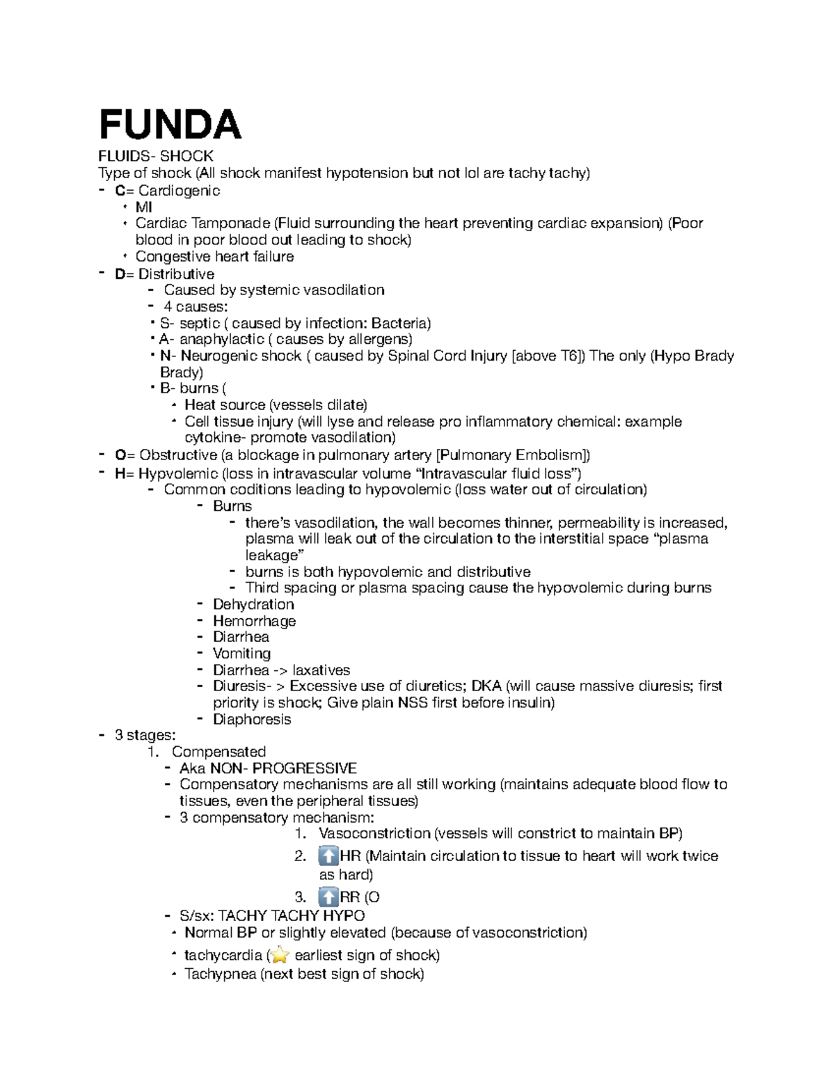FUNDA 101: Types and Management of Shock in Clinical Practice - Studocu