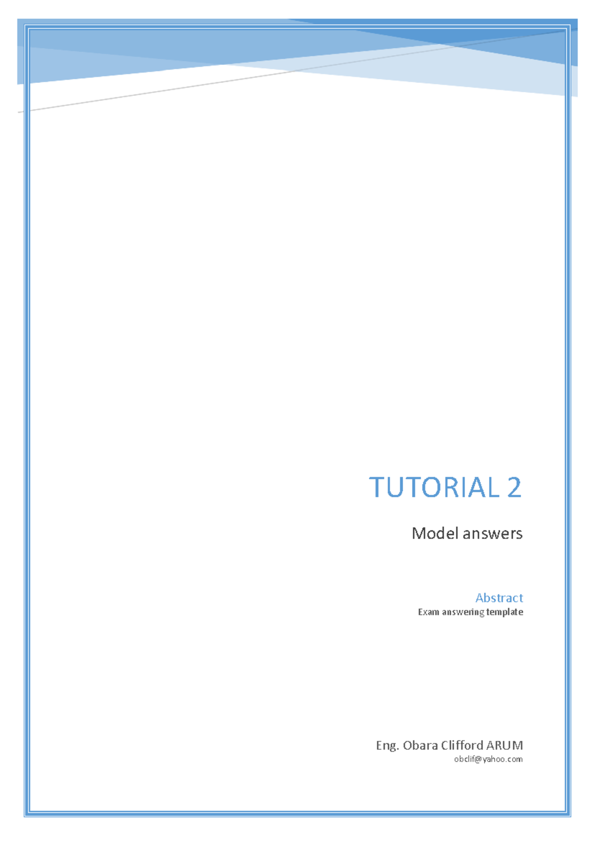 Tutorial Quiz 2 Model Answers - Eng. Obara Clifford ARUM - Studocu