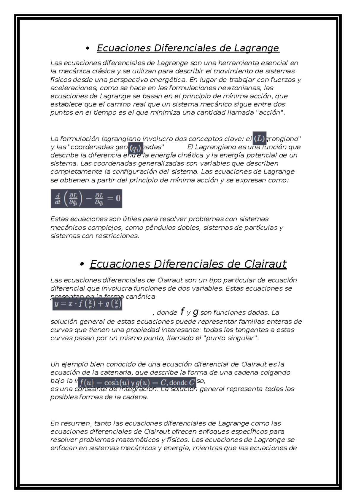 Ecuaciones Diferenciales de Lagrange y Clairaut: Fundamentos Esenciales ...