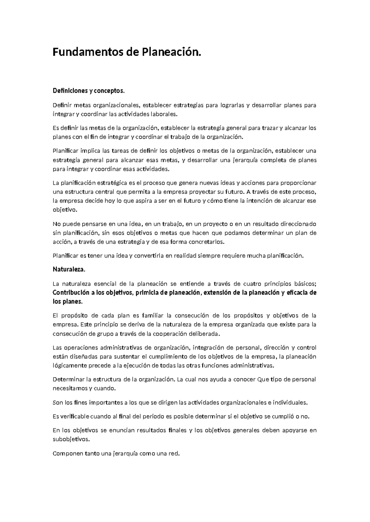Fundamentos De Planeación Definiciones Y Estrategias Clave Studocu