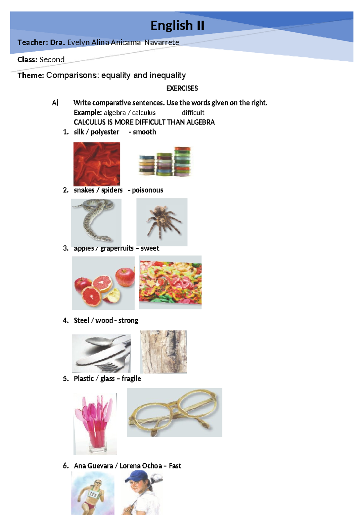 English II - Second Theme: Comparisons (Equality & Inequality ...