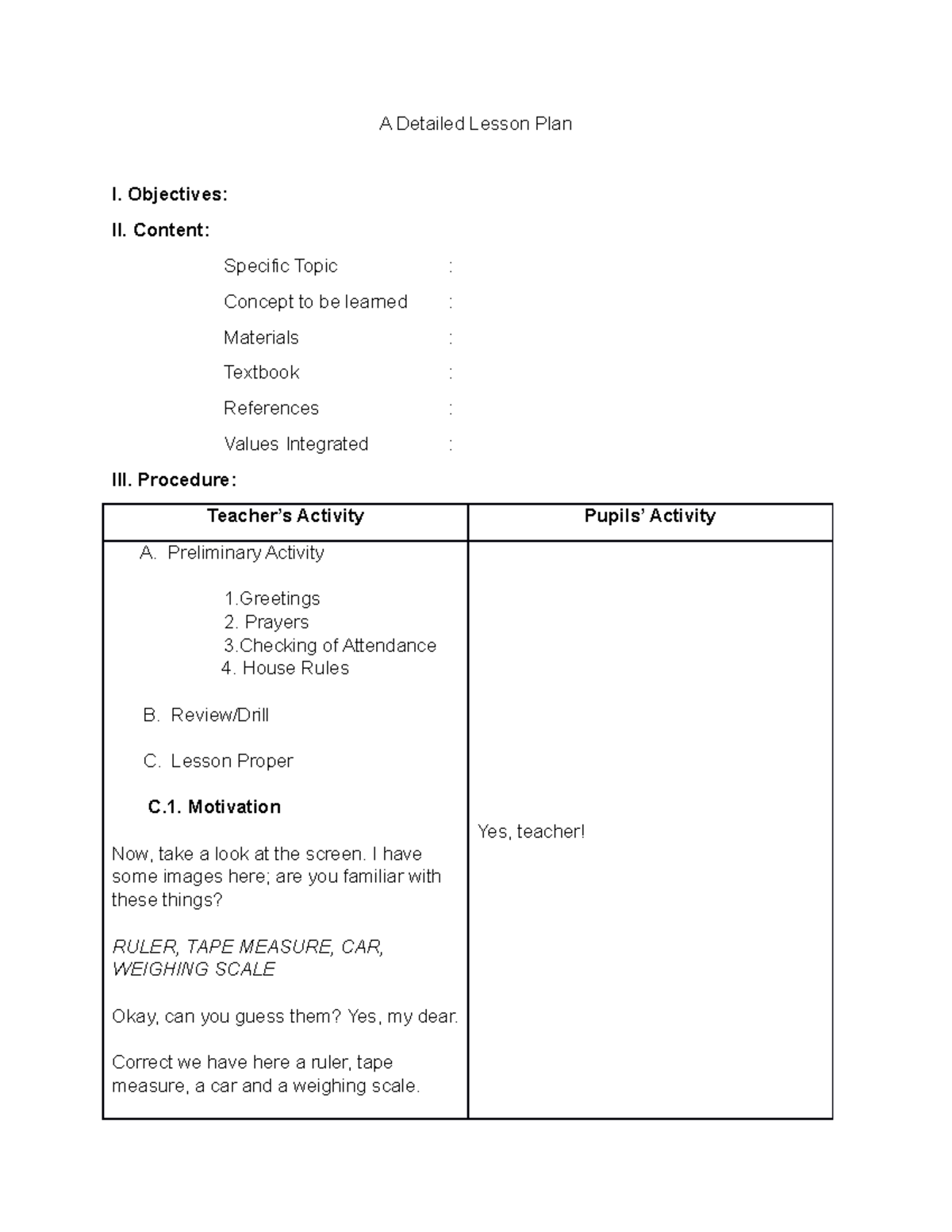 Lesson Plan: Understanding Measurement in Math (Lesson Proper) - Studocu