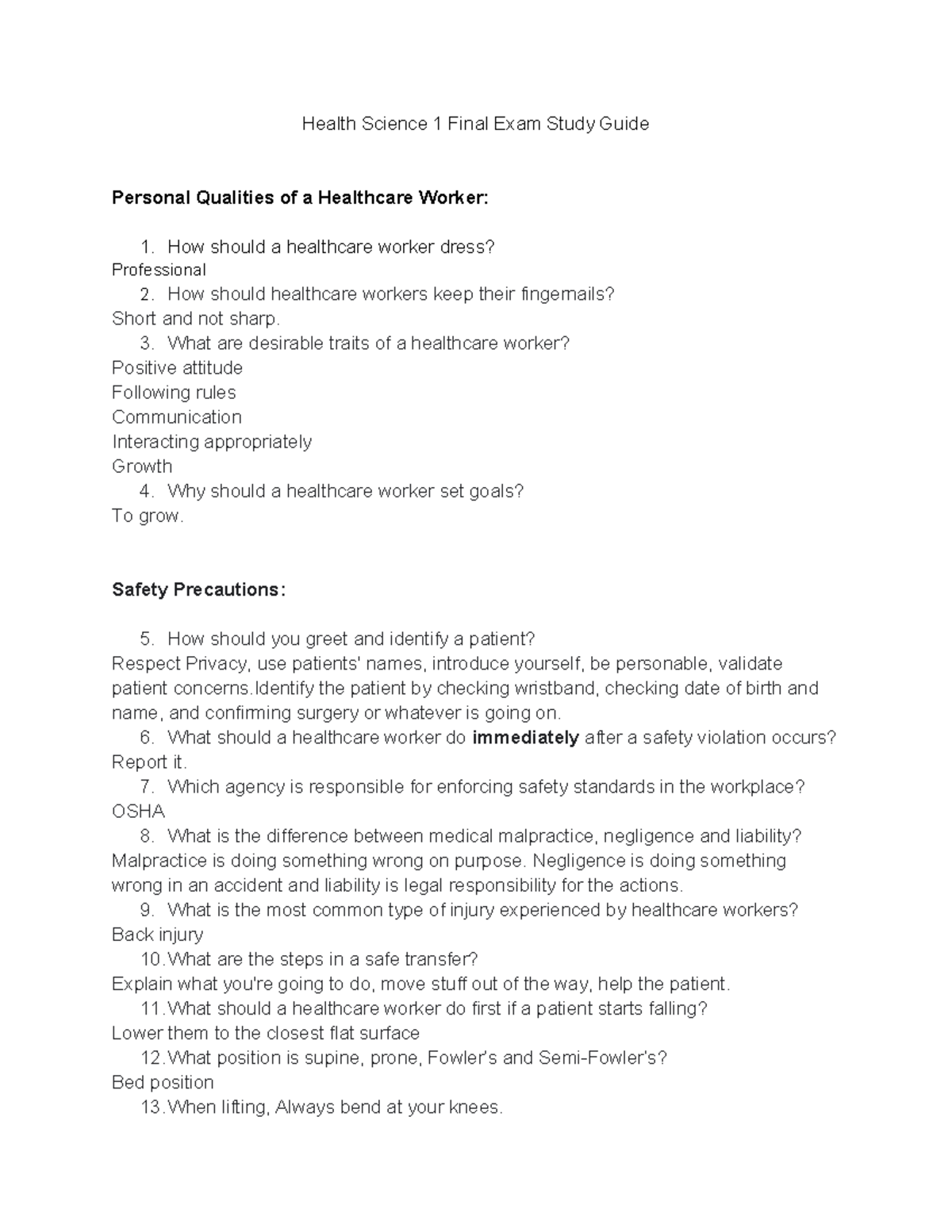 Health Science 1 Final Exam Study Guide: Core Concepts & Key Terms ...