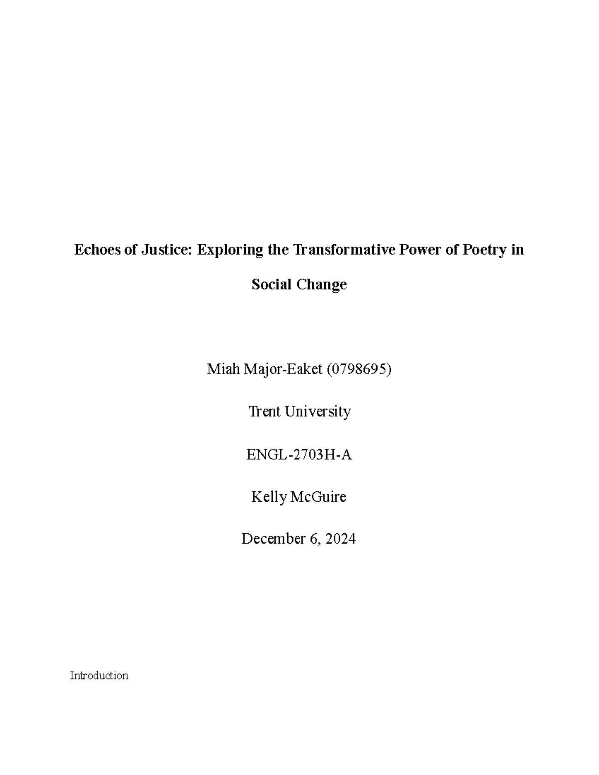 Soical Justice Intervention - Final Rough Draft Copy - Echoes of ...