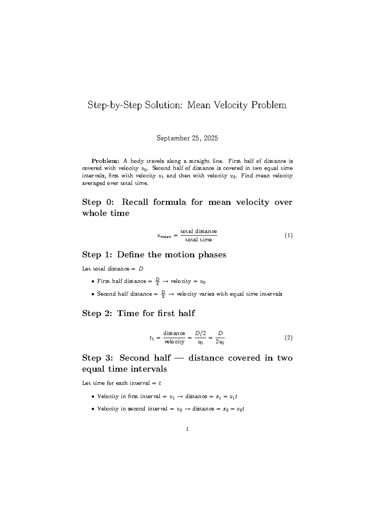 M1D - Mean Velocity Problem Solution and Analysis - Studocu