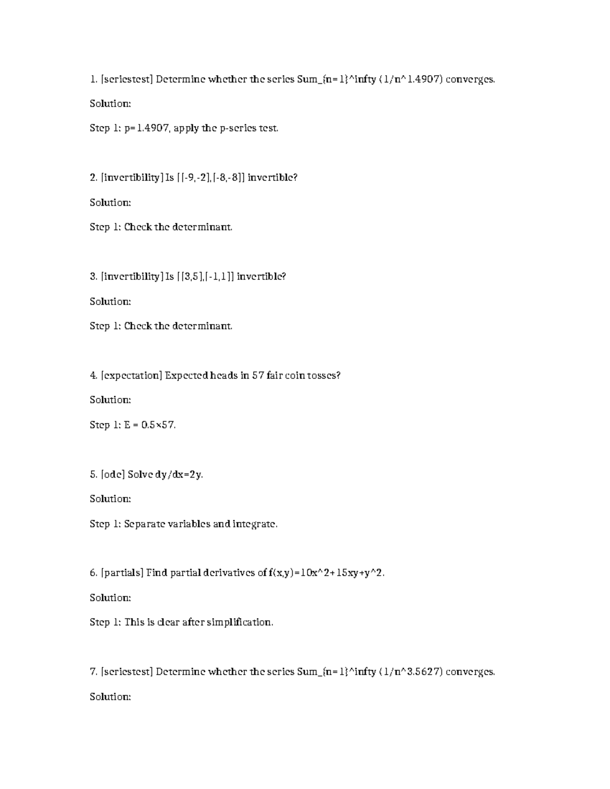 Math 1506 Series Convergence & Invertibility Solutions - Studocu